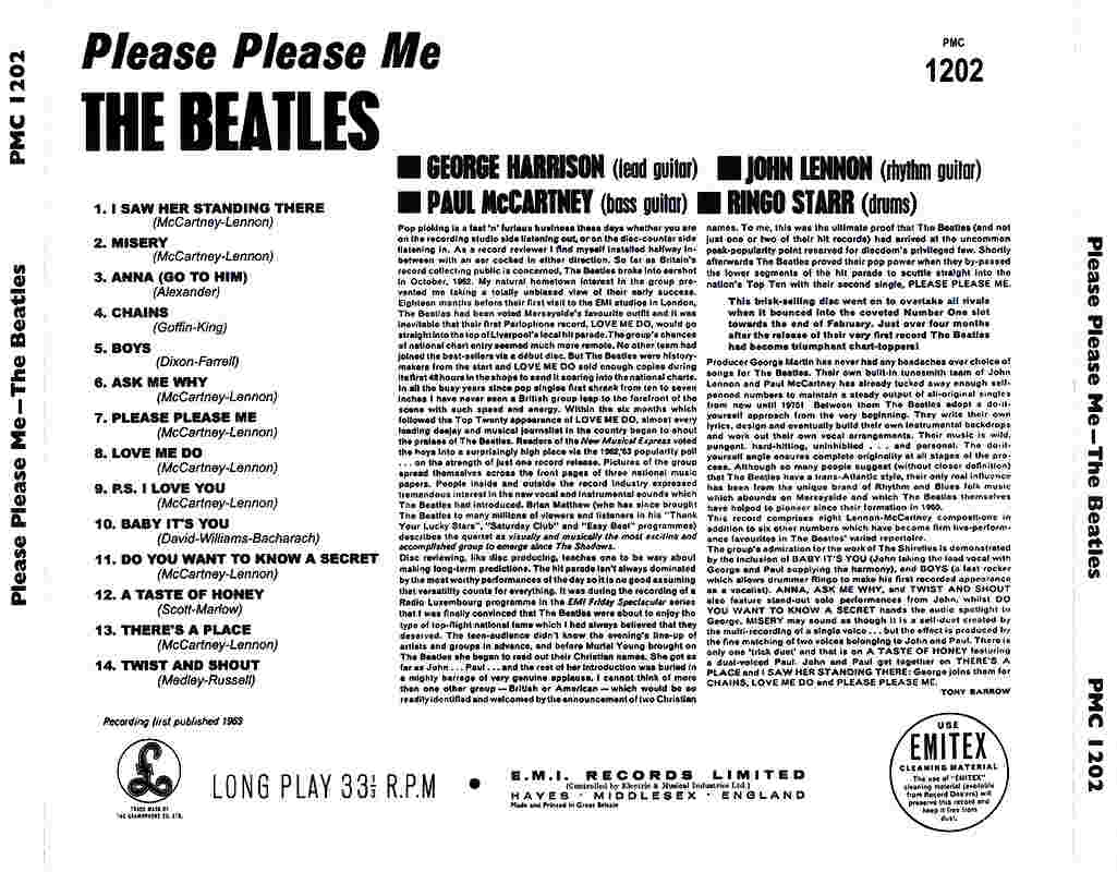 The Beatles Please Please Me (Emi) : Back | CD Covers | Cover Century ...
